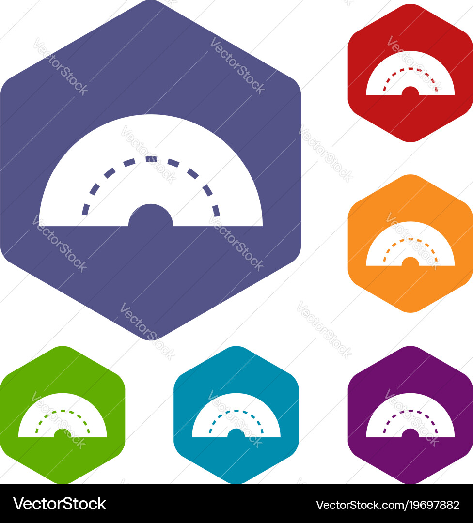 Round turning road icons set hexagon Royalty Free Vector