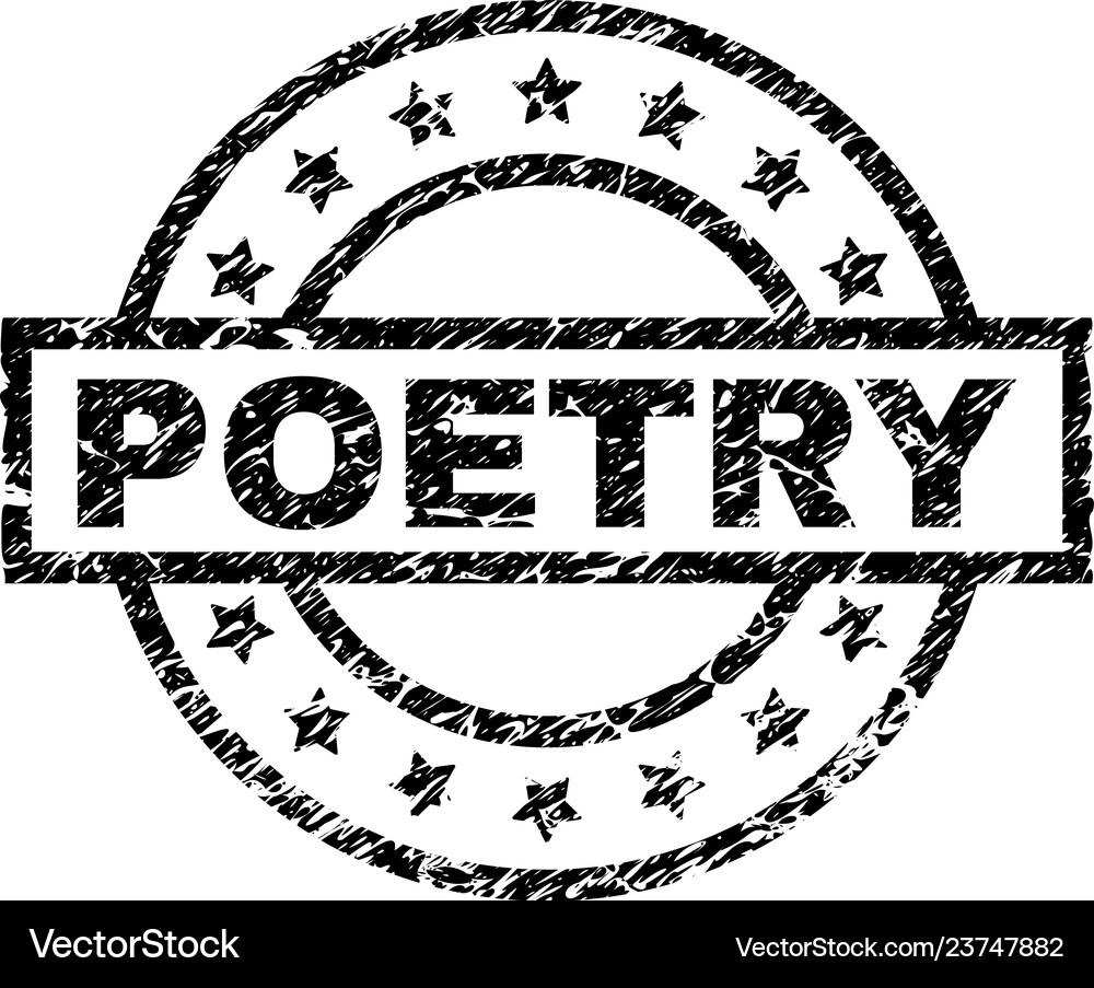 Scratched textured poetry stamp seal Royalty Free Vector