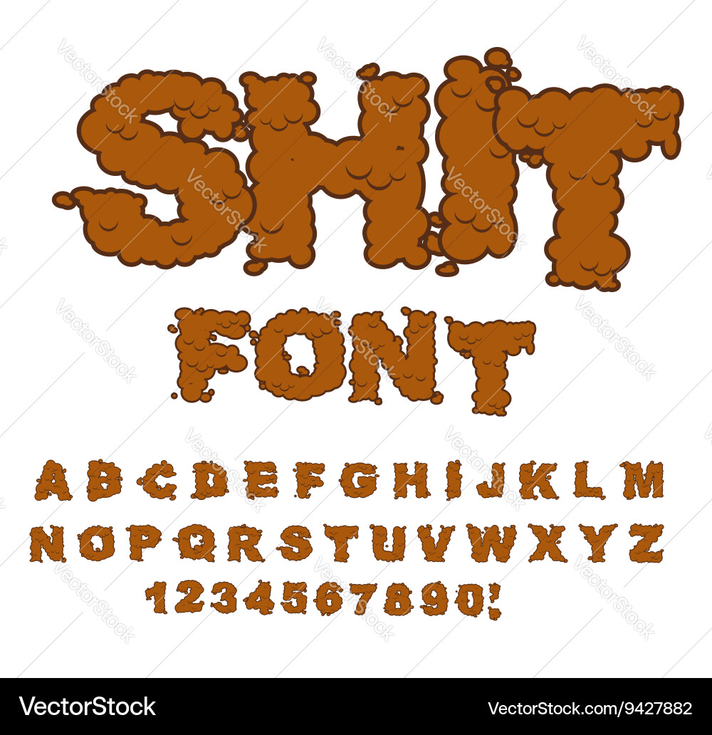 Shit font letters from poop alphabet Royalty Free Vector