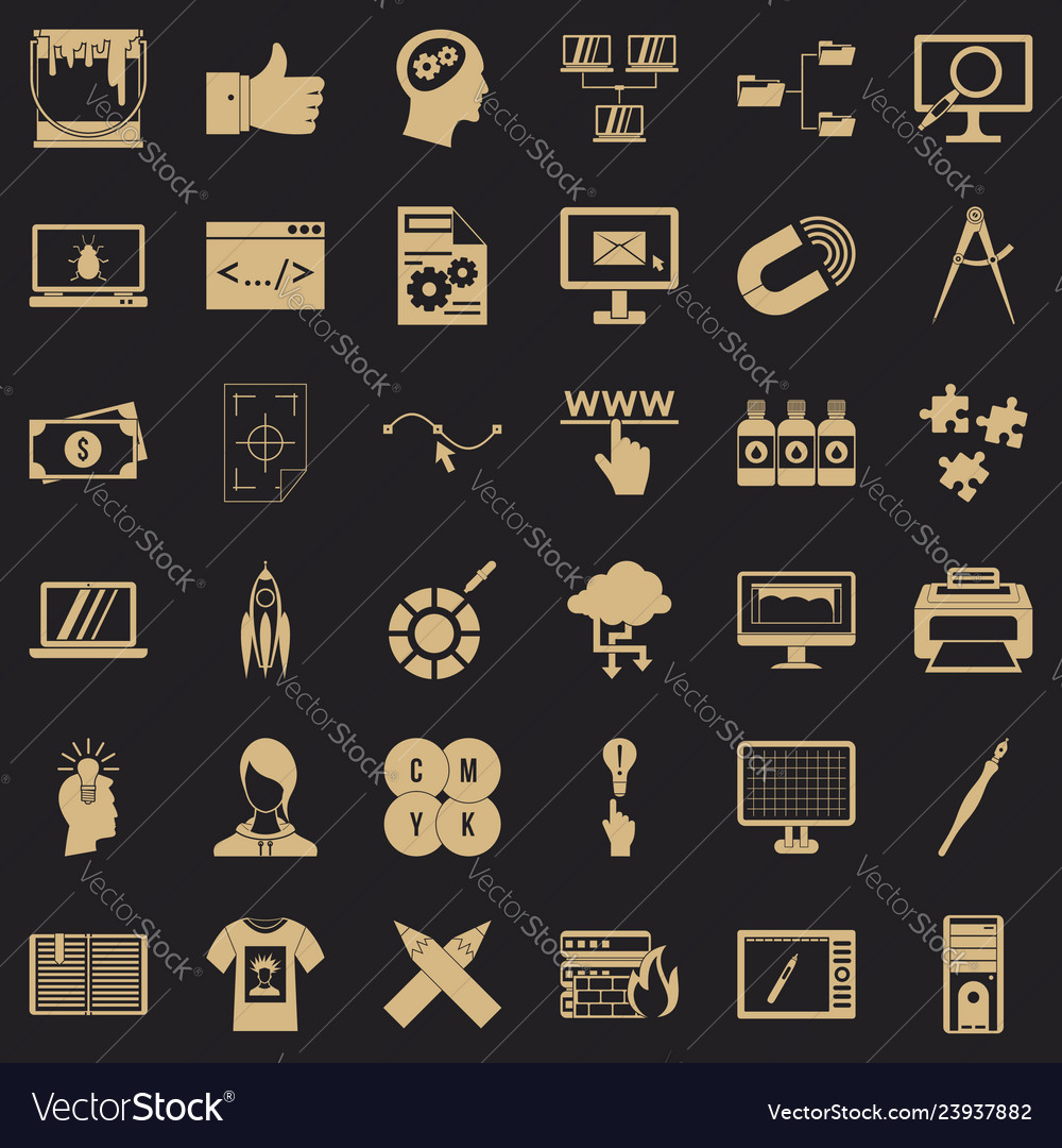 Web marketing icons set simple style Royalty Free Vector