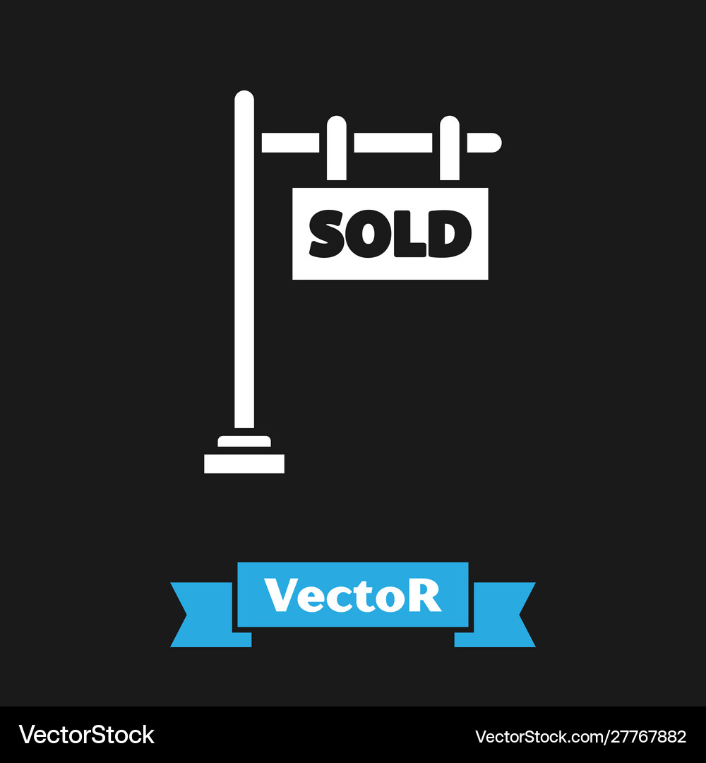 White hanging sign with text sold icon isolated Vector Image