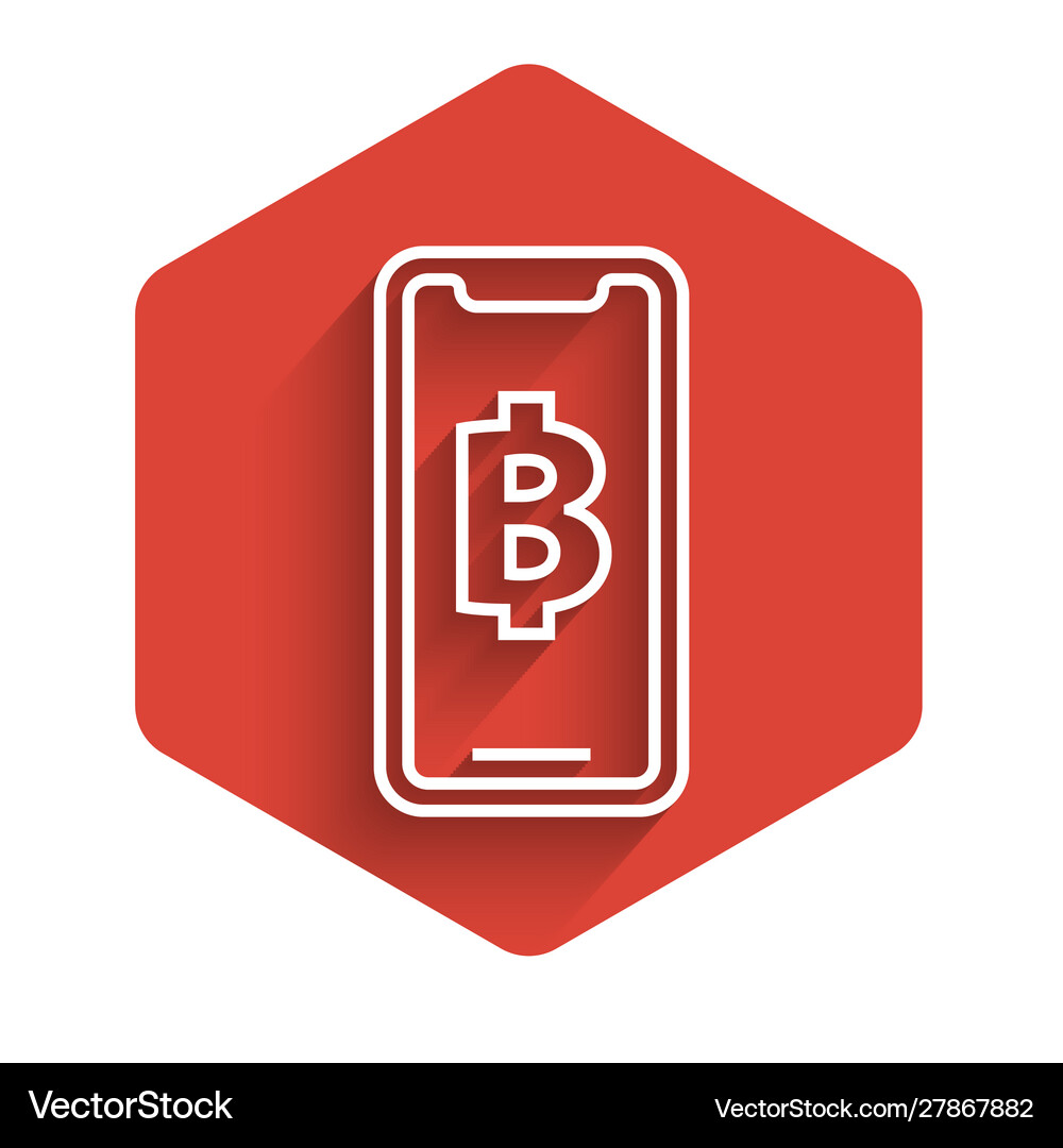 White line phone mobile and cryptocurrency coin Vector Image