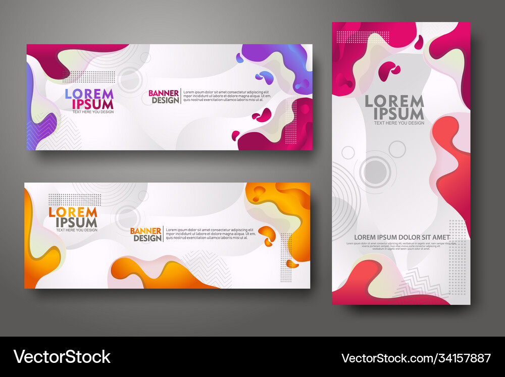 Banner set design template in trendy vibrant Vector Image