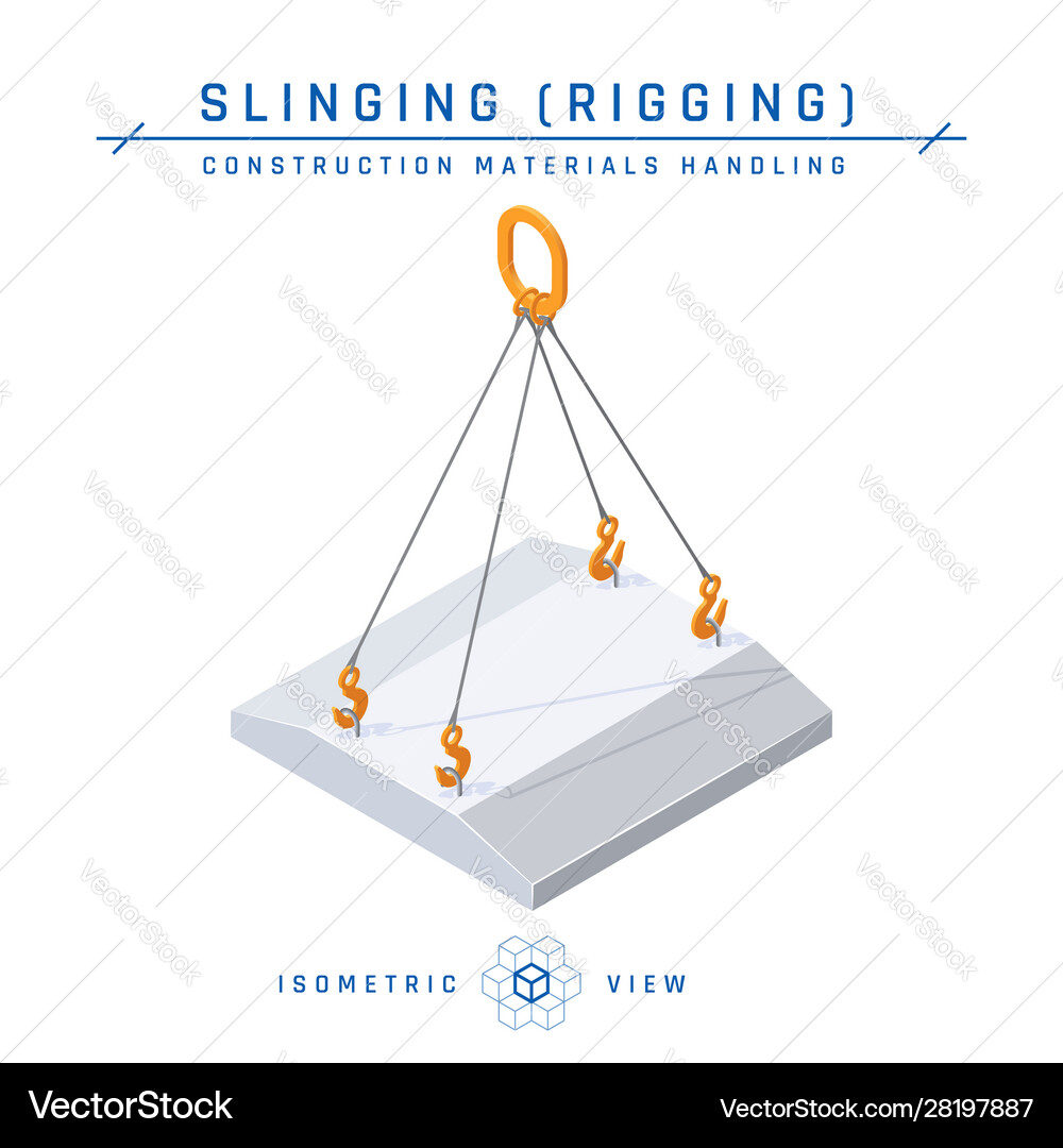 Concrete block slinging in isometric style Vector Image