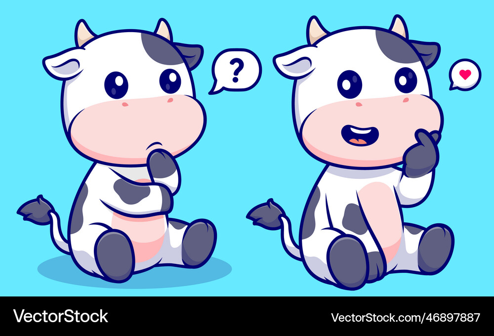 Cute cow bite grass cartoon icon Royalty Free Vector Image