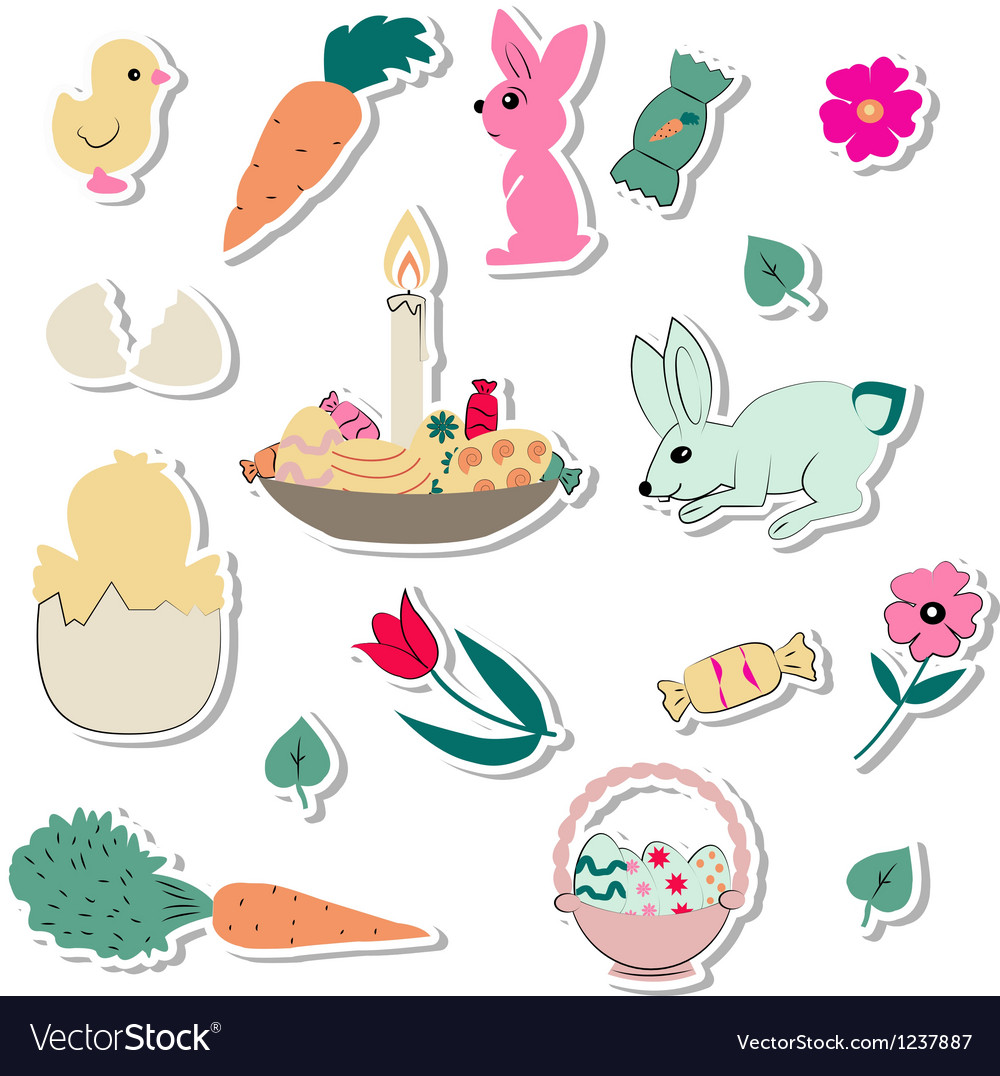 Easter stickers Royalty Free Vector Image - VectorStock