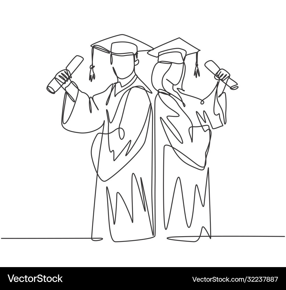 Education concept one continuous line drawing of Vector Image