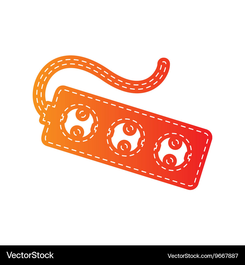 Electric extension plug sign Orange applique Vector Image