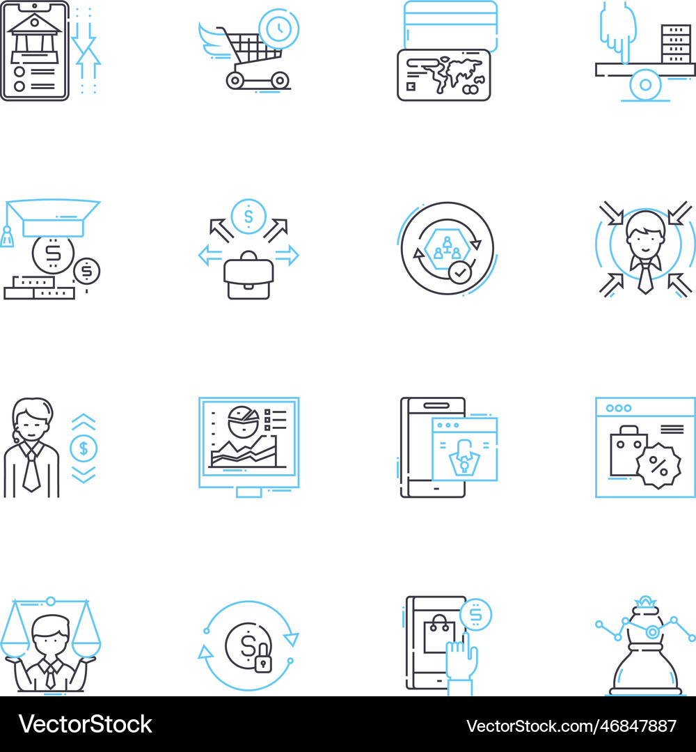 Financial assistance linear icons set grants Vector Image