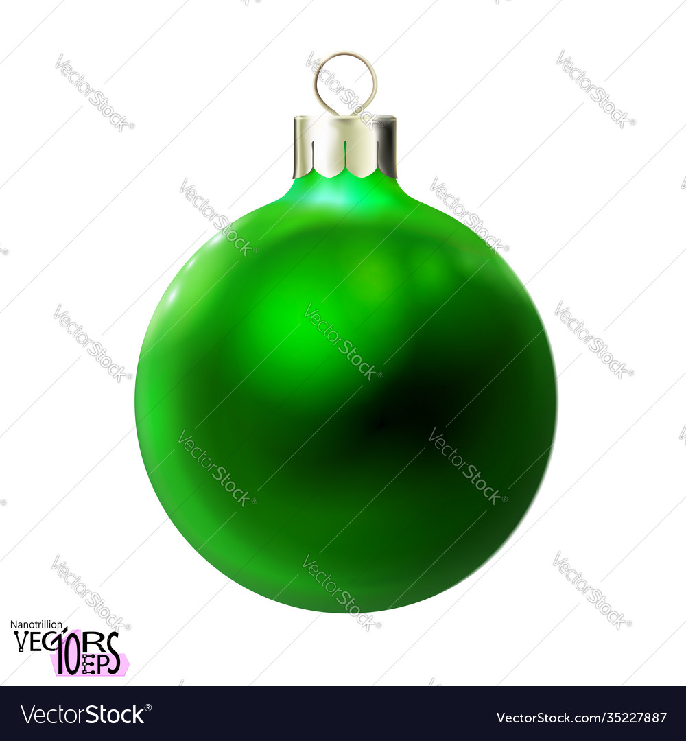 Green christmas ball glossy realistic bauble Vector Image