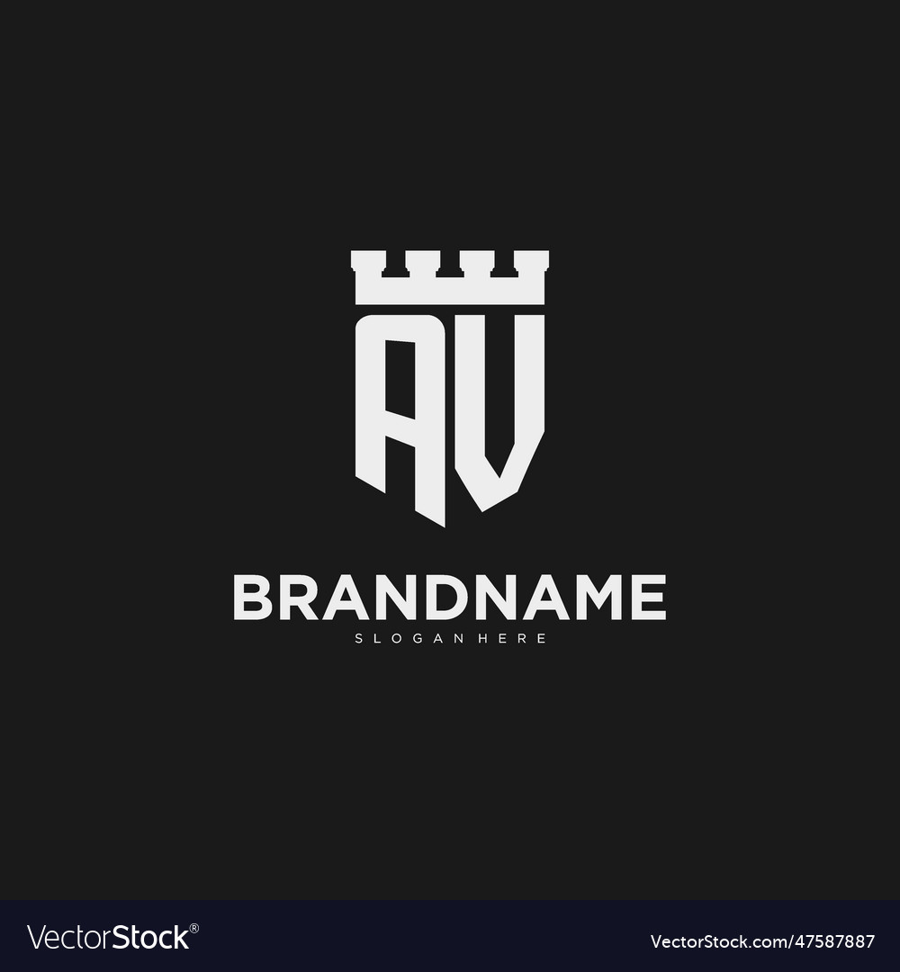 Initials av logo monogram with shield Royalty Free Vector