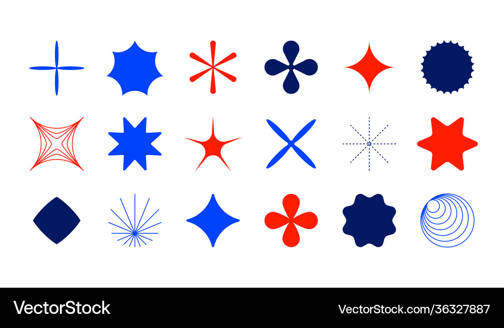 Minimal star shapes set icons Royalty Free Vector Image