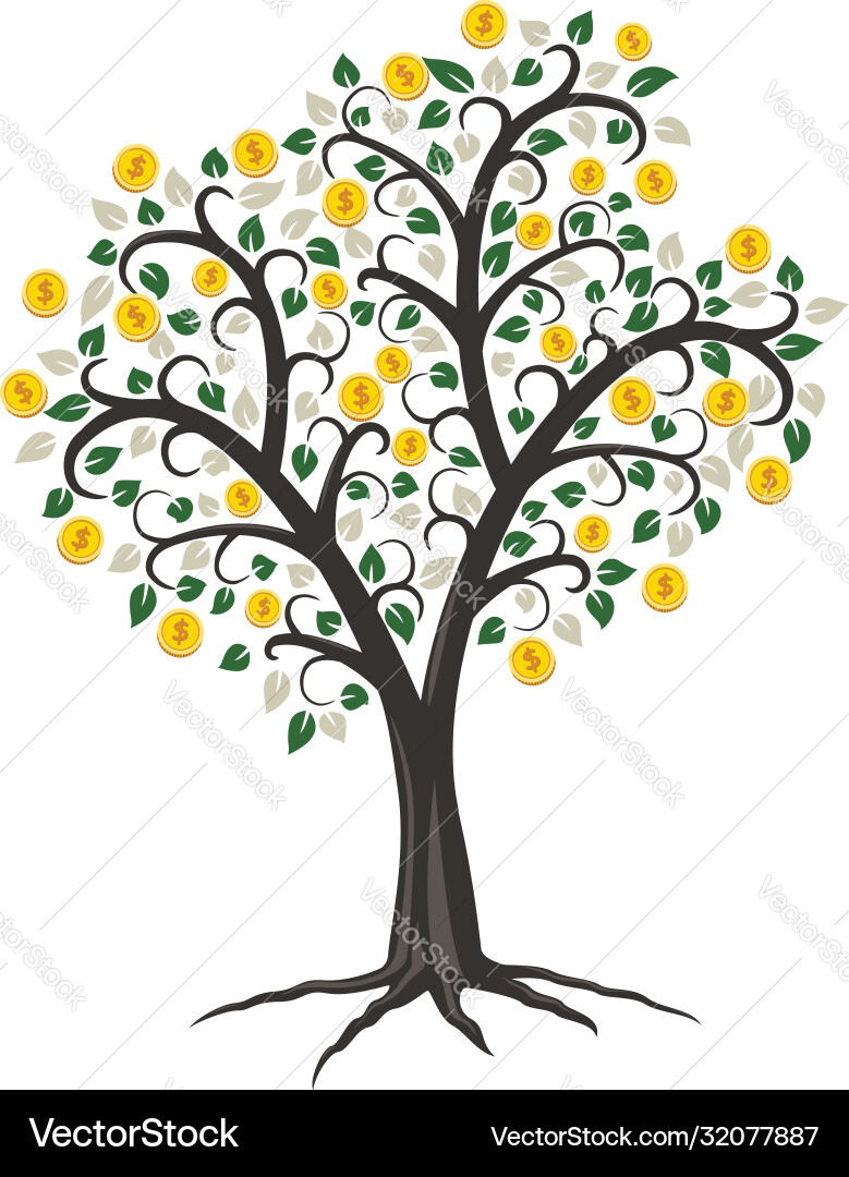 Money tree with golden coins Royalty Free Vector Image