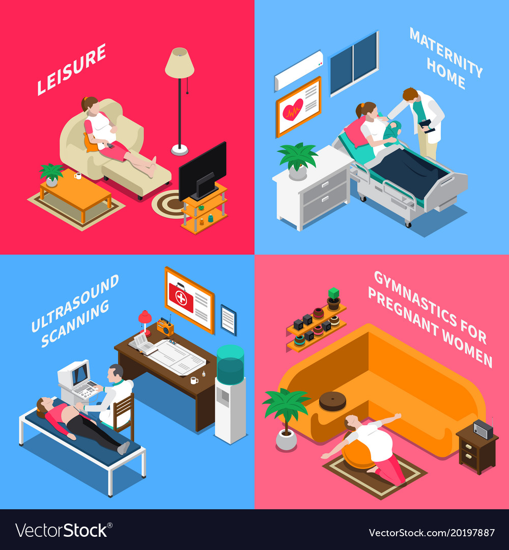 Pregnant woman isometric concept Royalty Free Vector Image Pregnant woman isometric concept Royalty Free Vector Image