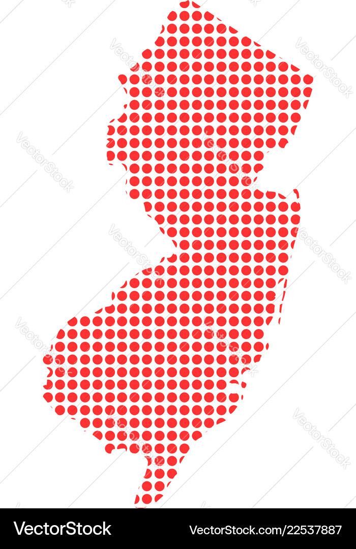 Red dot map of new jersey Royalty Free Vector Image