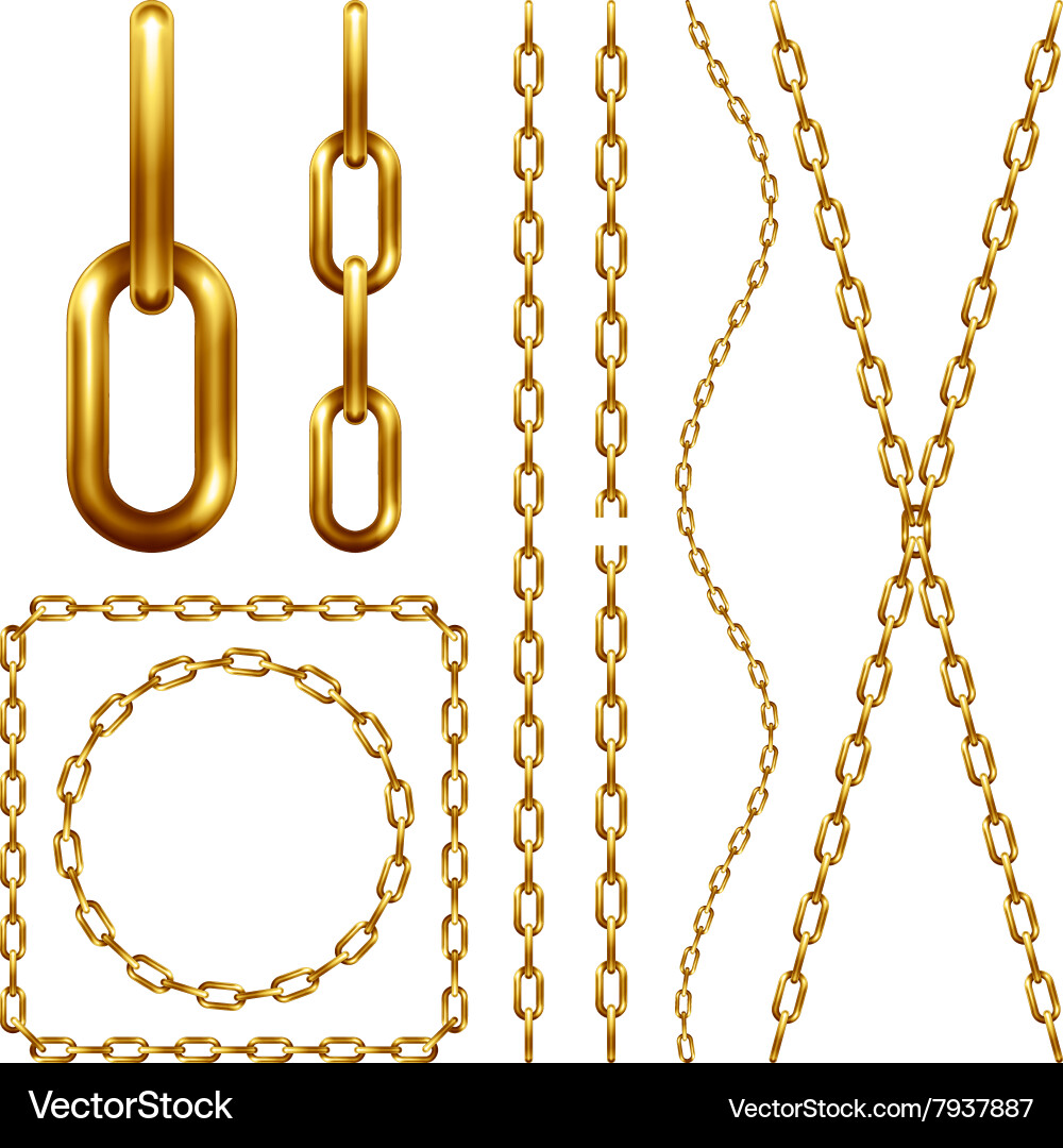 Set of golden chain Royalty Free Vector Image - VectorStock