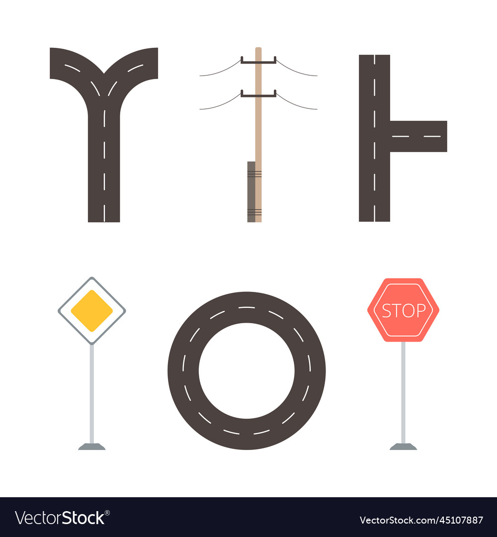Shaped road intersection roundabout traffic Vector Image