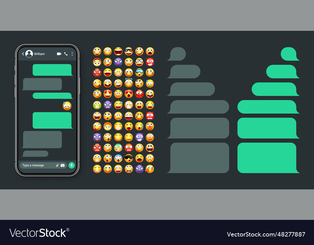 Smartphone messaging app user interface Royalty Free Vector