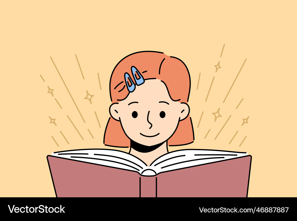 Smiling girl reading book Royalty Free Vector Image