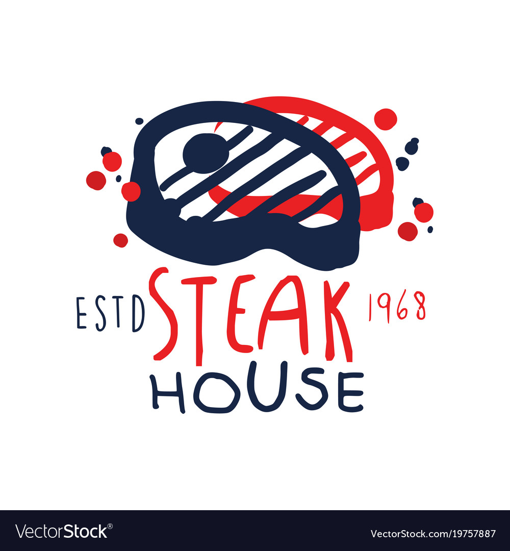 Steak house logo template estd 1968 vintage label Vector Image Steak house logo template estd 1968 vintage label Vector Image