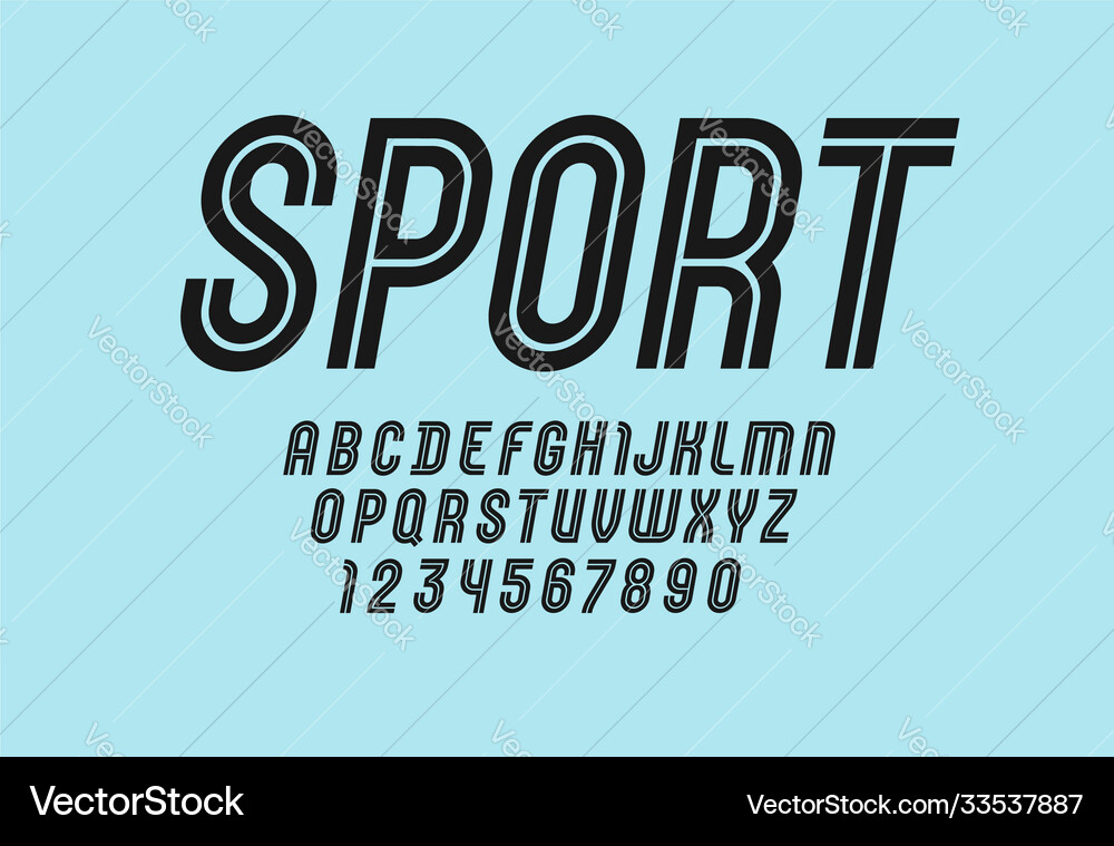 Striped font sans serif black alphabet Royalty Free Vector