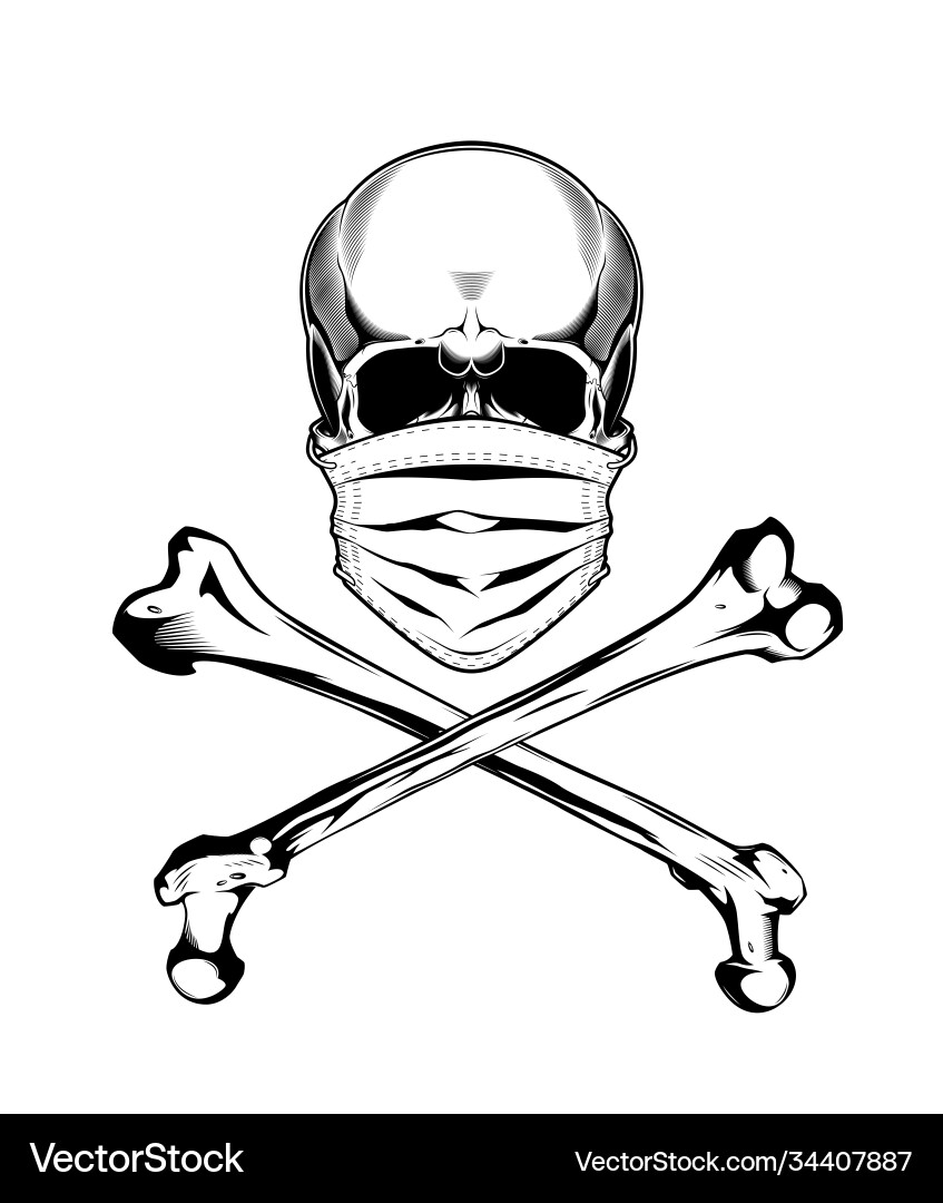 Vintage monochrome skull in protective mask Vector Image