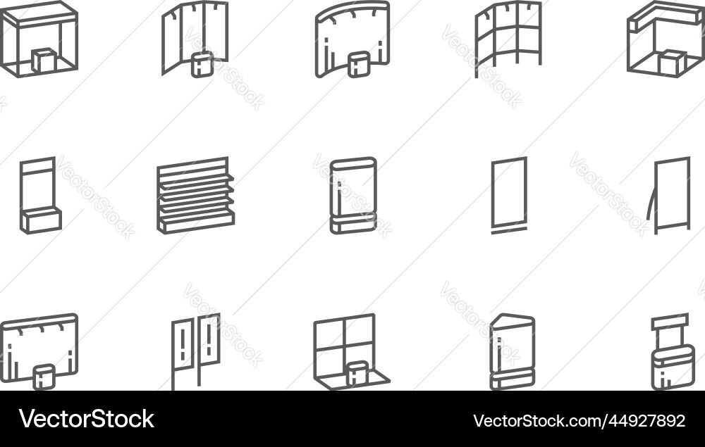 Advertising exhibition line icons Royalty Free Vector Image