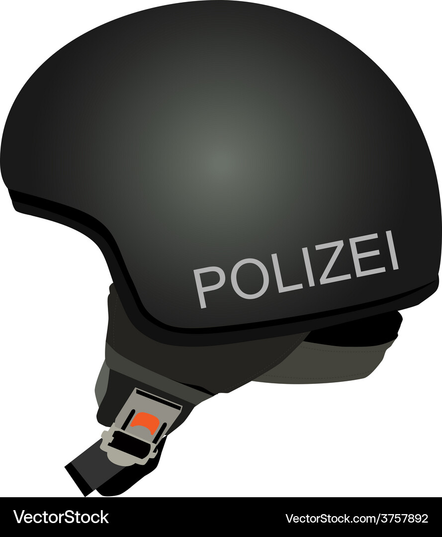 Black police helmet with text Royalty Free Vector Image