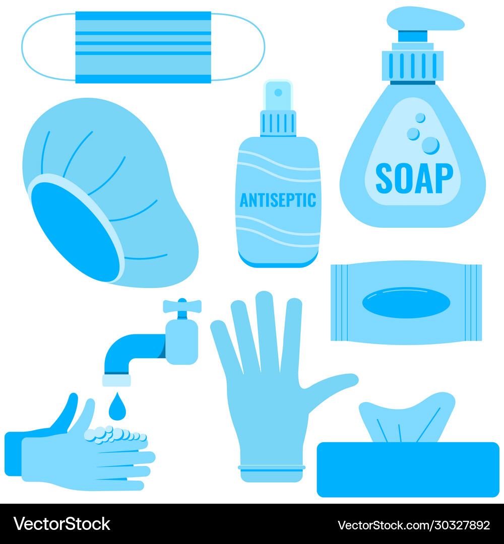 Coronavirus infection prevention icon set isolated