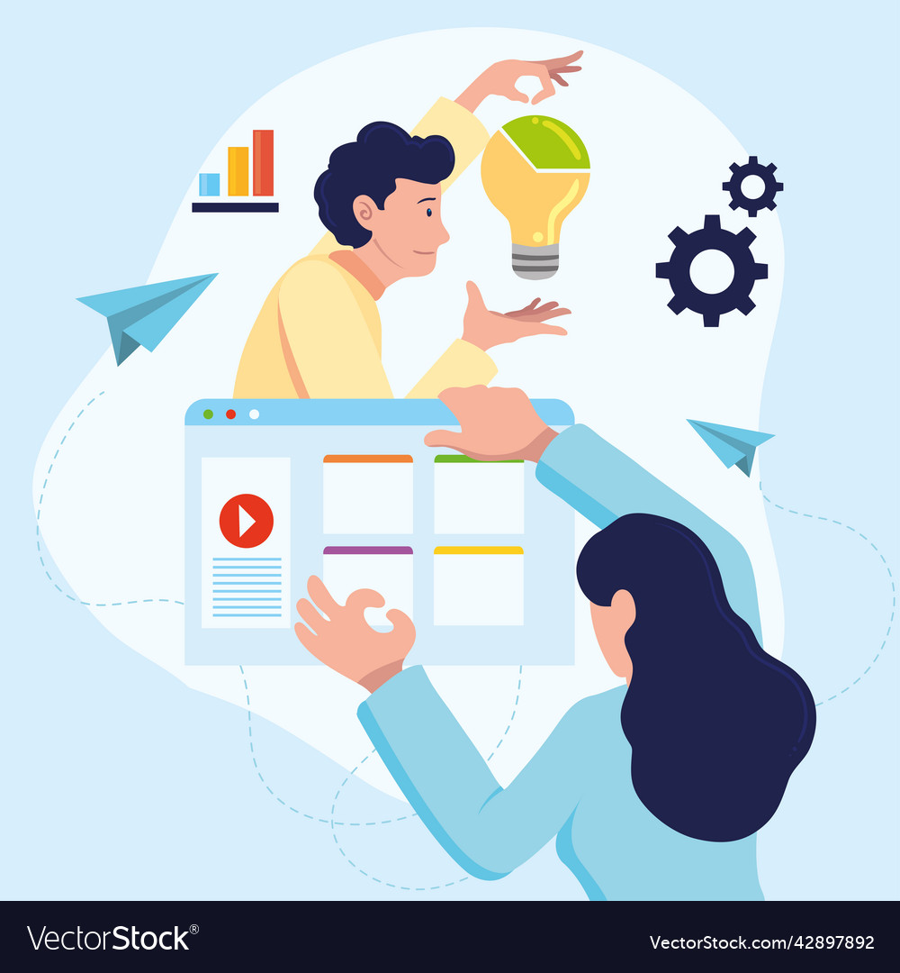 Developers working design Royalty Free Vector Image