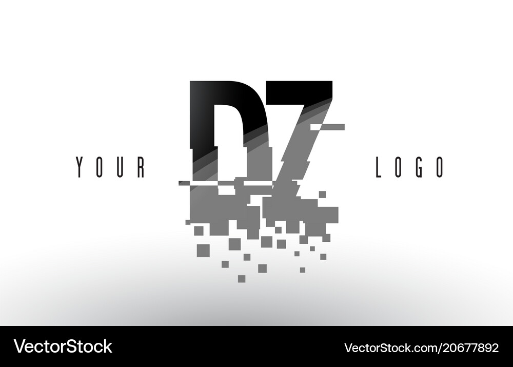 Dz d z pixel letter logo with digital shattered Vector Image