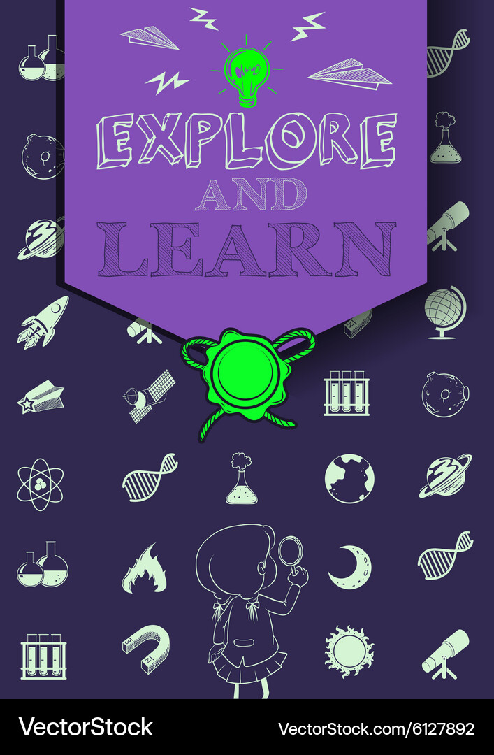 Education poster with symbols and text Royalty Free Vector