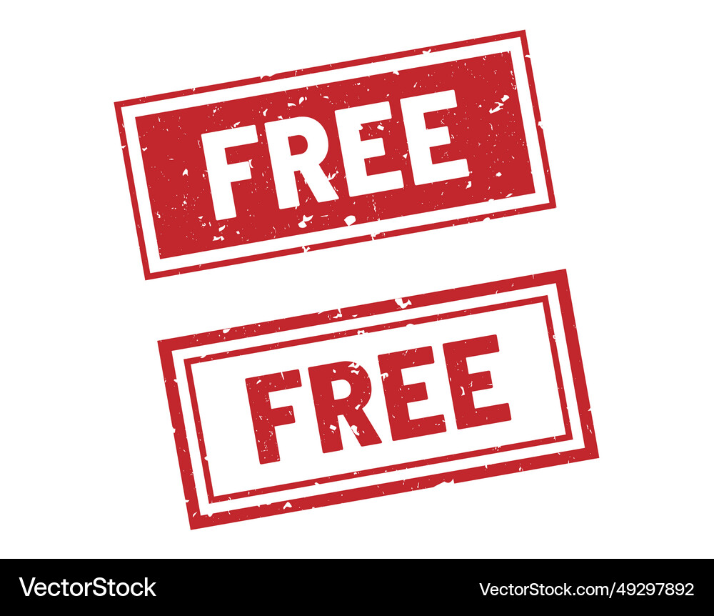 Free stamp sign red rectangle grunge style Vector Image