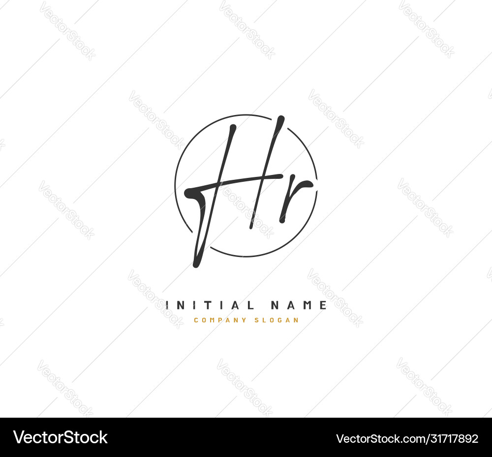 H r hr beauty initial logo handwriting Royalty Free Vector