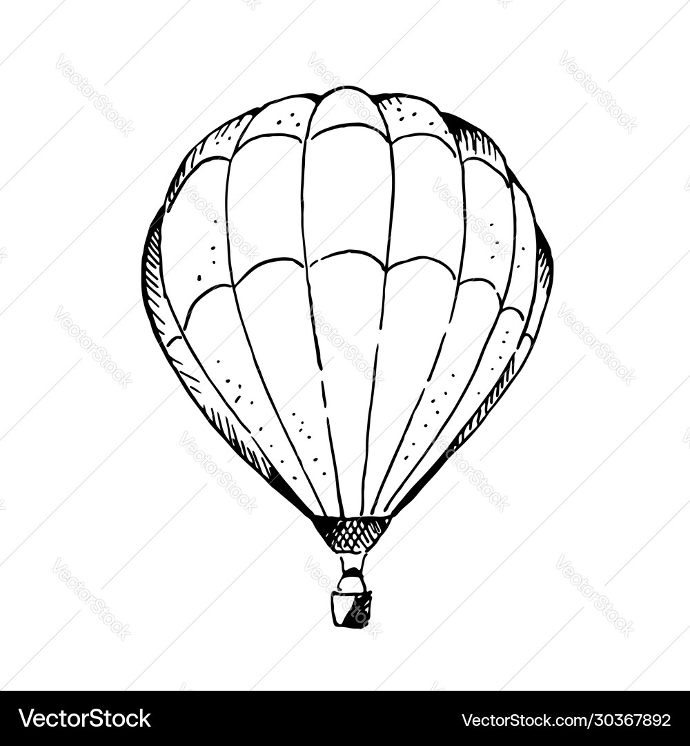 Hot air balloon hand drawn isolated Royalty Free Vector
