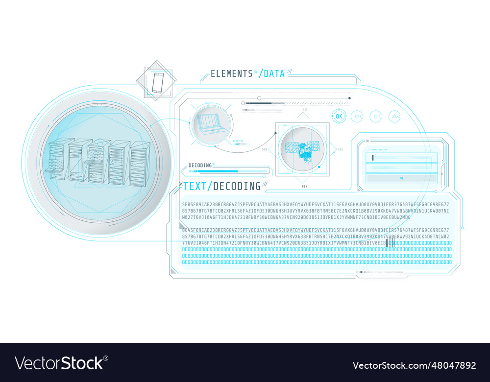 Hud interface for processing server data with text