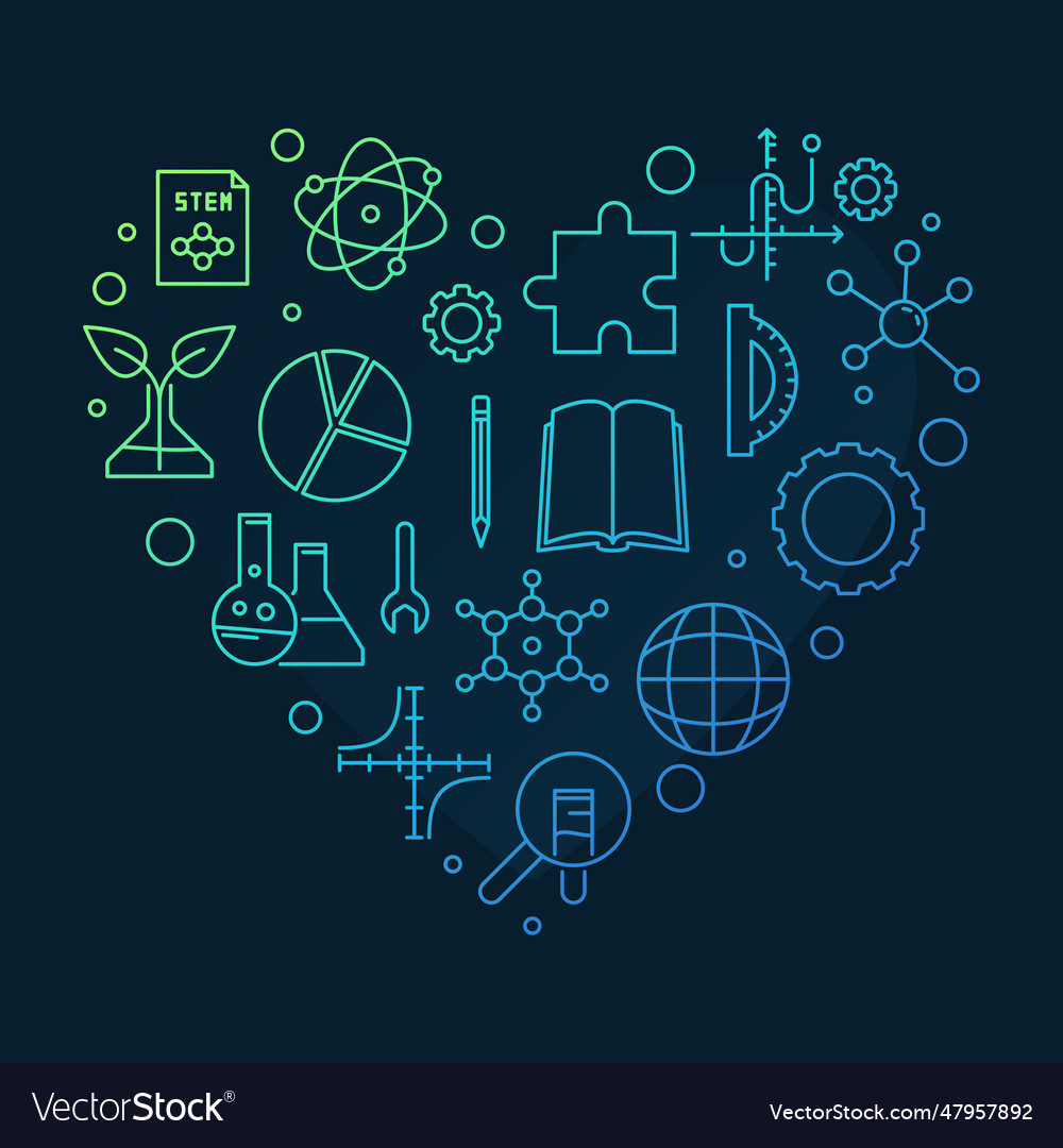 I love stem heart shaped colorful outline banner Vector Image