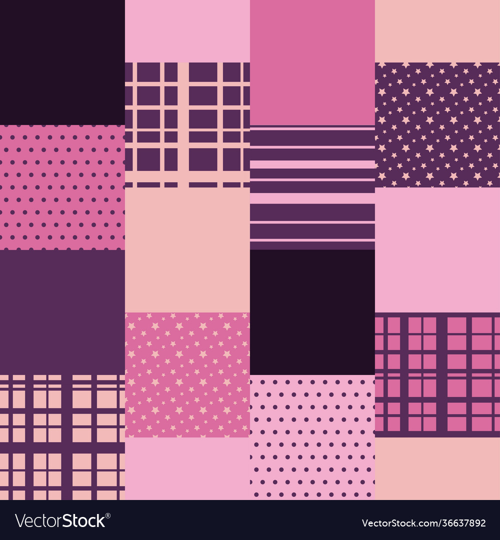 Seamless pattern pink patchwork quilt Royalty Free Vector