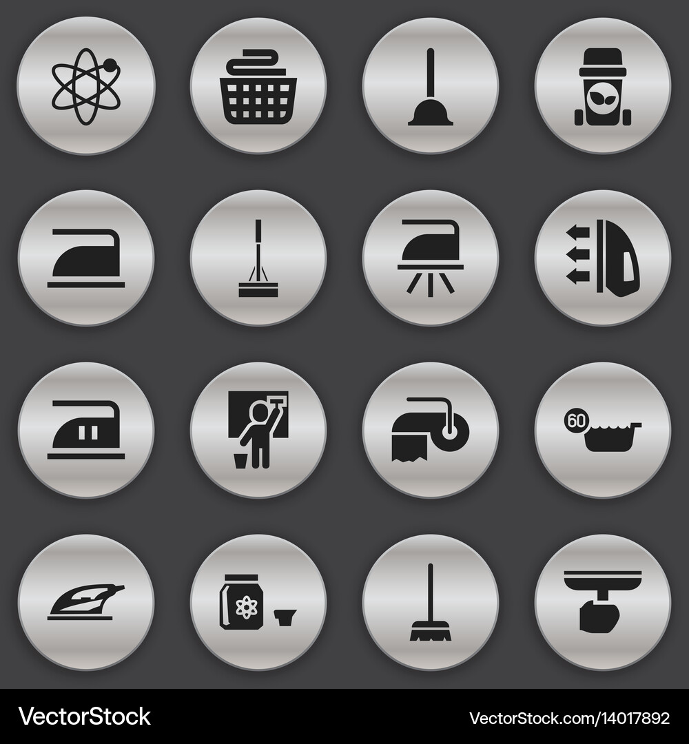 Set of 16 editable cleaning icons includes Vector Image