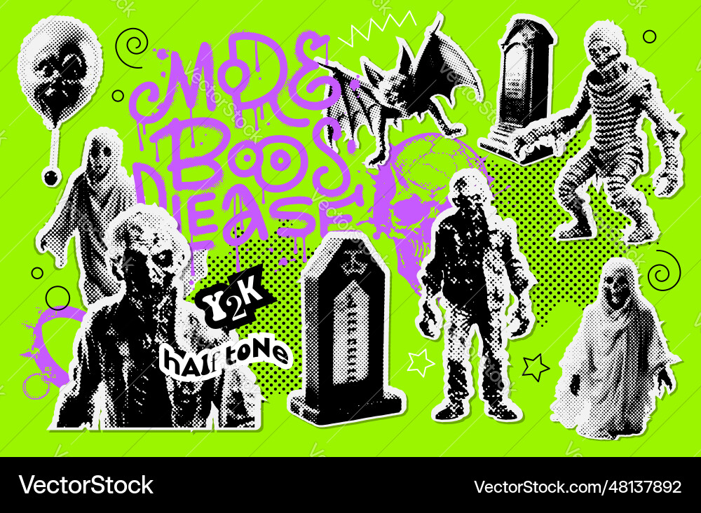Set of halftone for halloween Royalty Free Vector Image