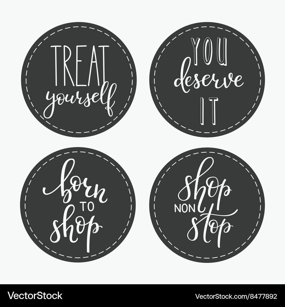 Shopping retail sticker lettering set Royalty Free Vector