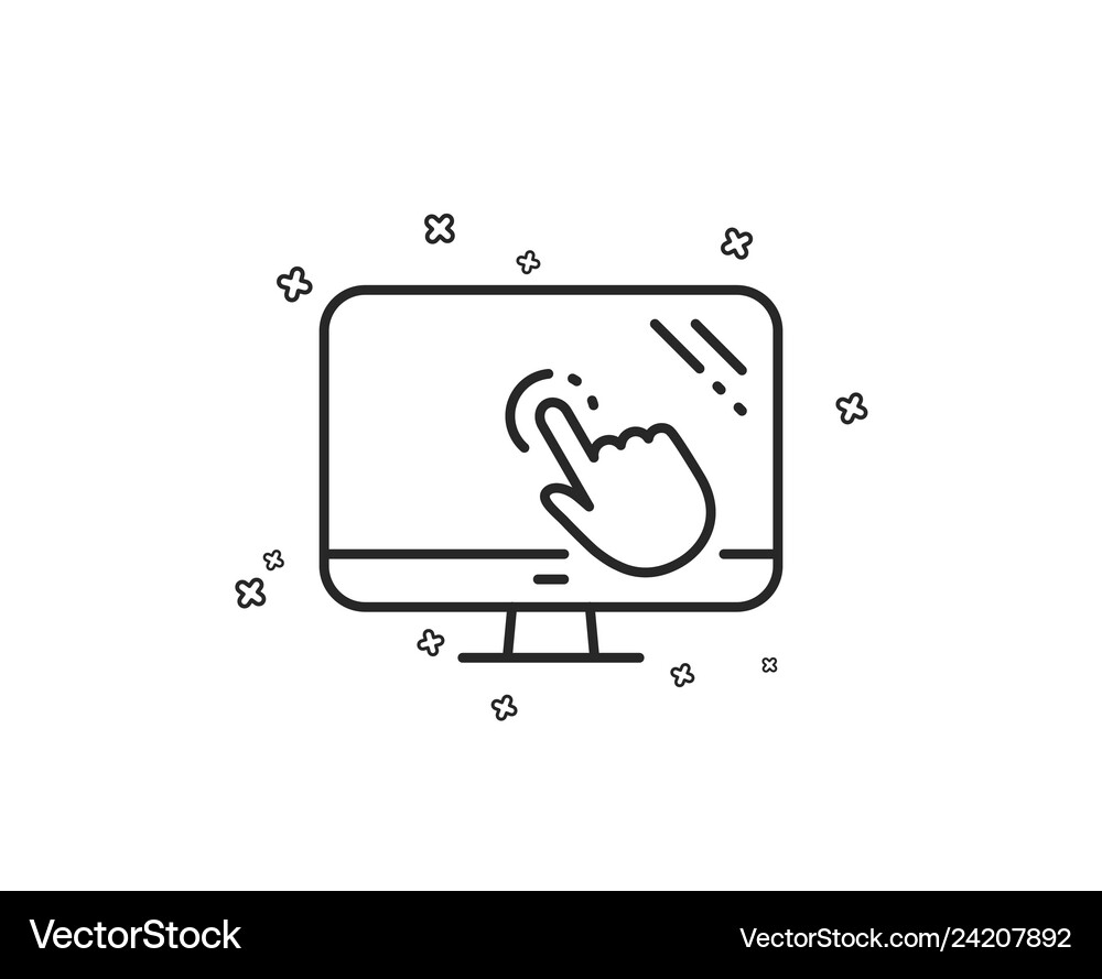 Touch screen line icon online quiz test sign Vector Image