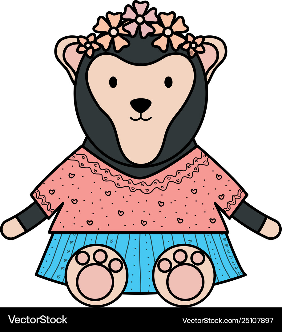 Cute female monkey childish character Royalty Free Vector