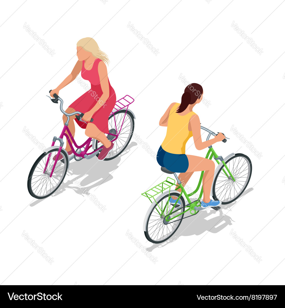 Cyclists on bikes people riding bikes bikers Vector Image