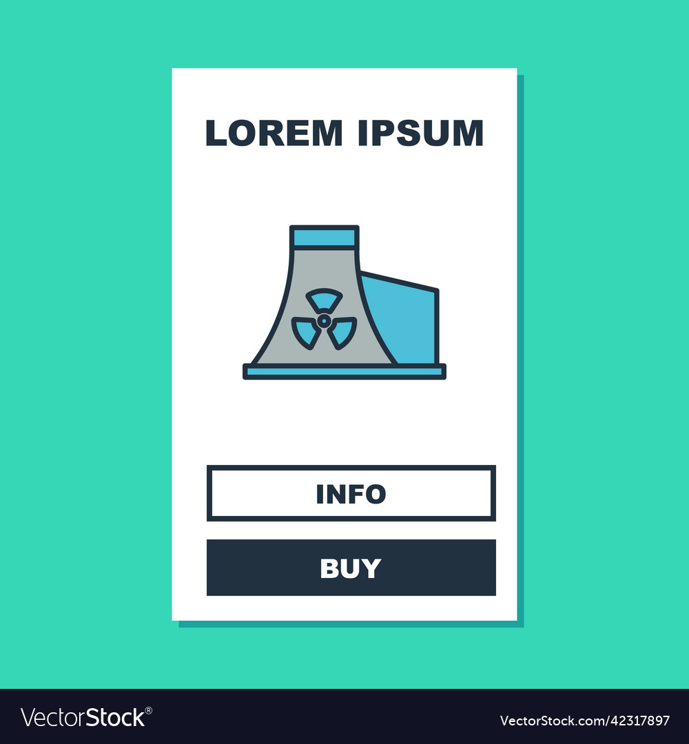 Filled outline nuclear power plant icon isolated Vector Image