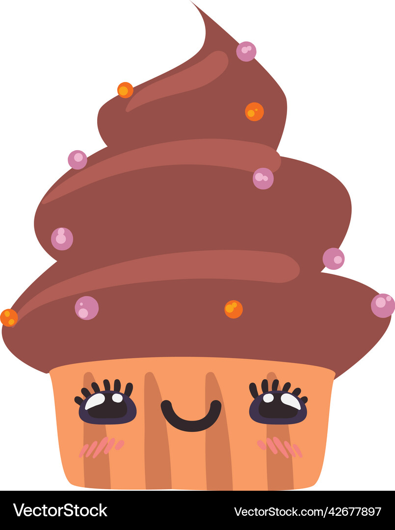 Flat kawaii cupcake design Royalty Free Vector Image