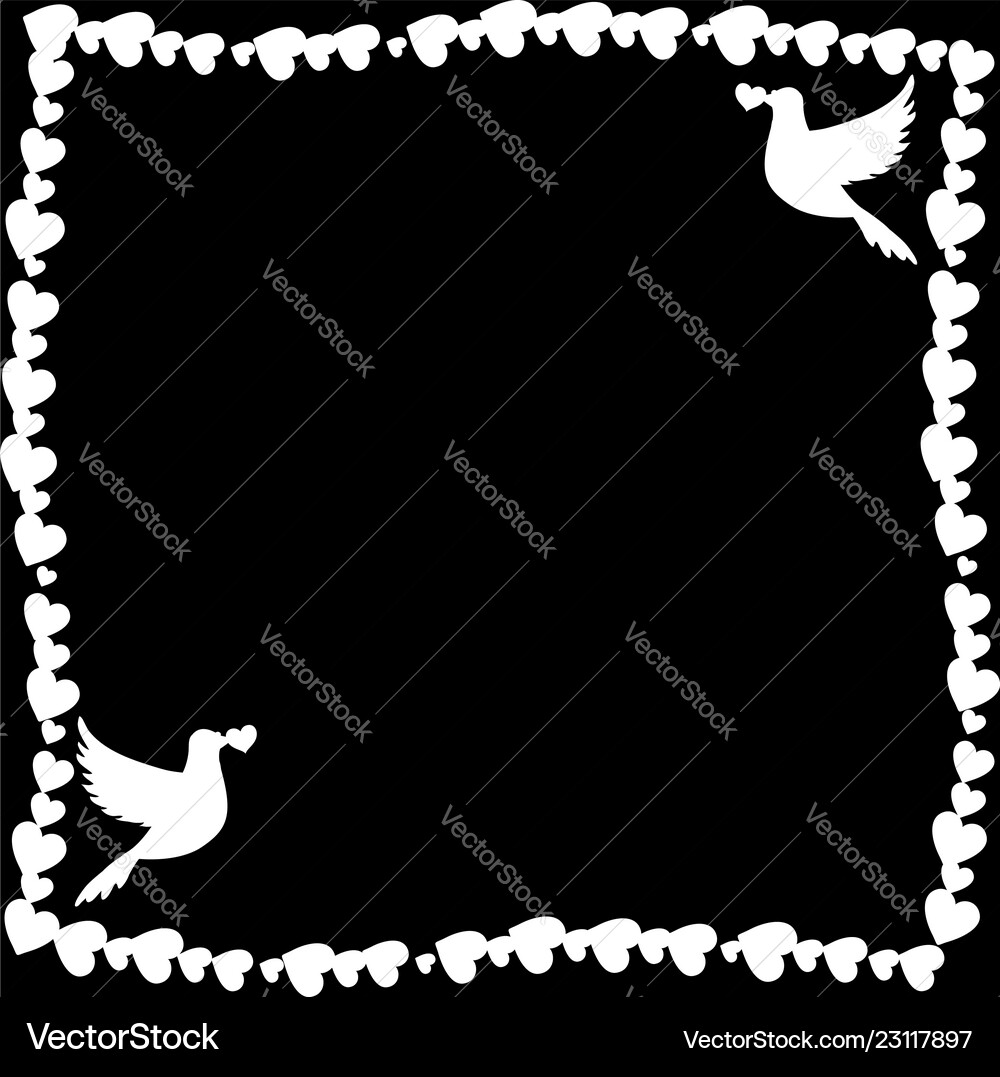 Frame with pigeons and copy space for wedding Vector Image