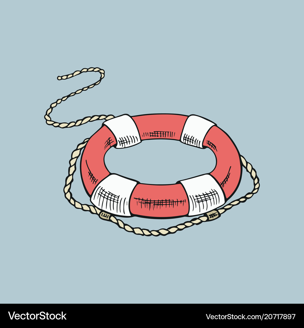 Lifebuoy sketch hand drawn Royalty Free Vector Image