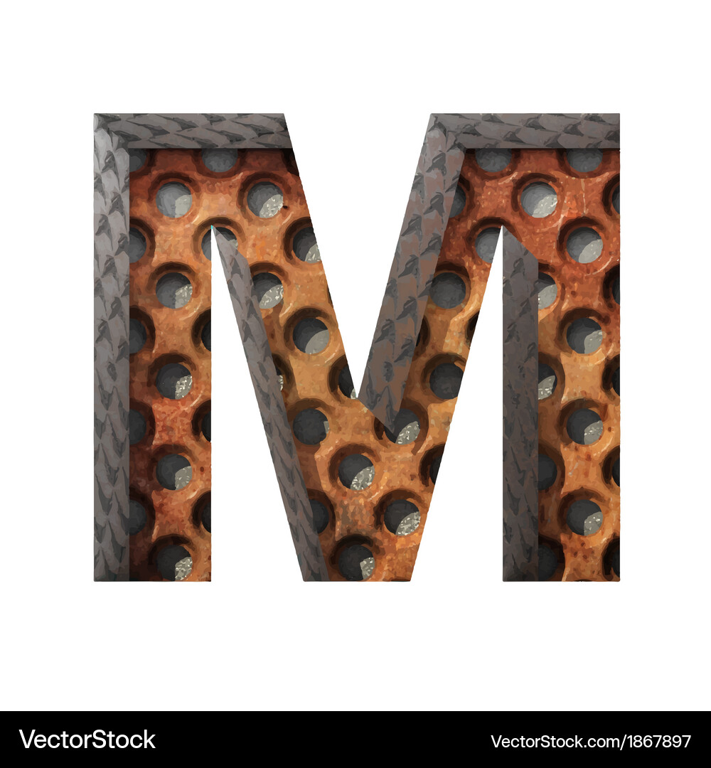 Metal cutted figure m paste to any background Vector Image