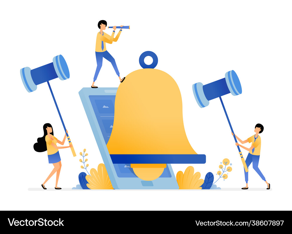 Notification bell apps on smartphones to provide Vector Image